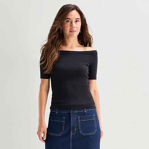 Click here for A.N.A Ribbed Off The Shoulder Womens Straight Neck... prices