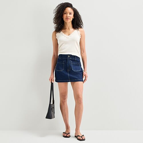 Click here for a.n.a Patch Pocket Womens Highest Rise Mini Denim... prices