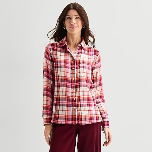 Click here for St. Johns Bay Womens Long Sleeve Regular Fit Butto... prices