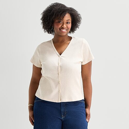 Click here for a.n.a Womens Plus V Neck Short Sleeve Button Cardi... prices
