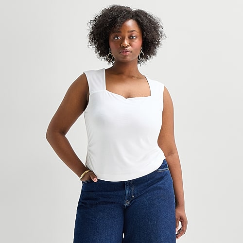Click here for a.n.a Womens Plus Square Neck Sleeveless Tank Top... prices