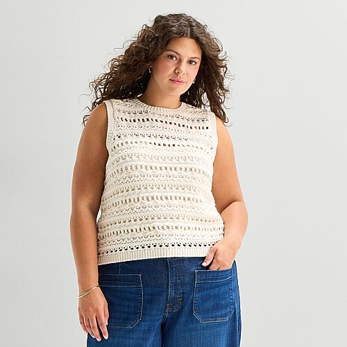 Click here for a.n.a Plus Womens Crew Neck Sleeveless Pullover Sw... prices