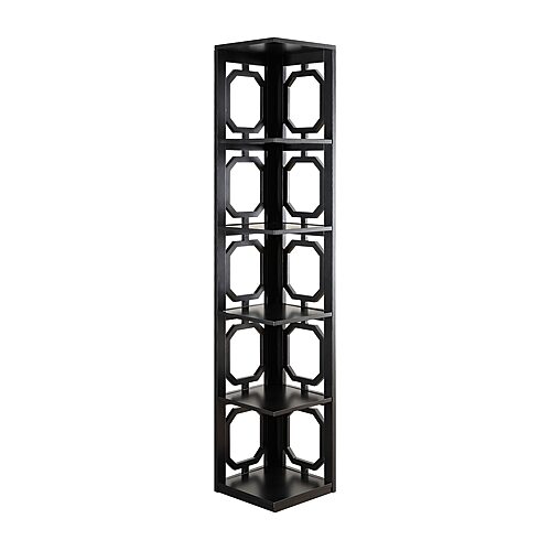 Click here for Omega 5 Tier Corner Bookcase - Black prices