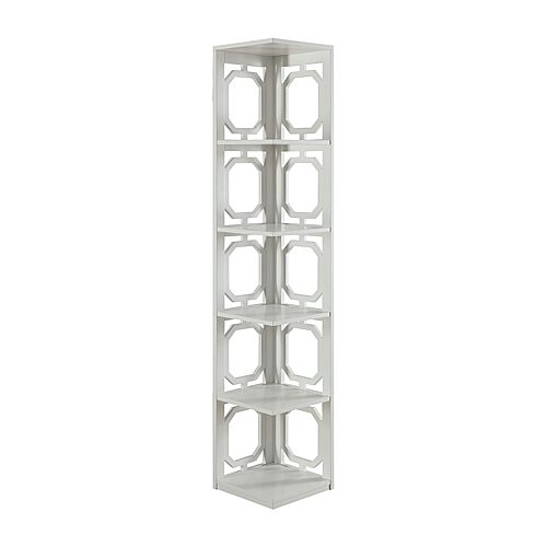 Click here for Omega 5 Tier Corner Bookcase - White prices