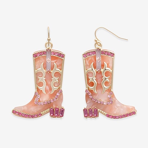 Click here for Bijoux Bar Gold Tone Boot Womens Glass Drop Earrin... prices