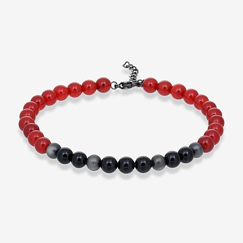 Click here for Mens Black Agate Stainless Steel Beaded Bracelet... prices