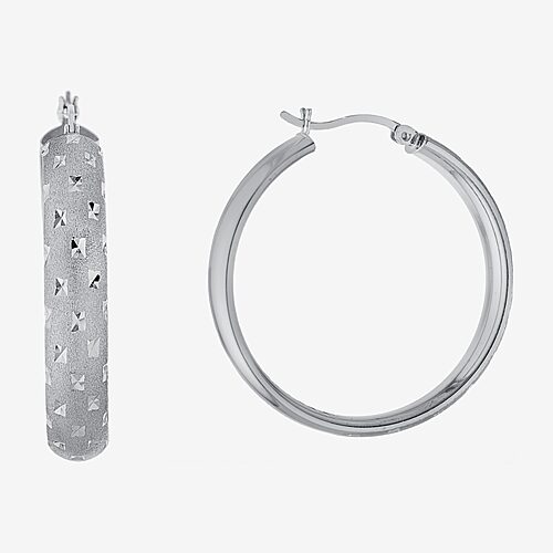 Click here for Diamond Cut Womens Sterling Silver 35.3mm Hoop Ear... prices