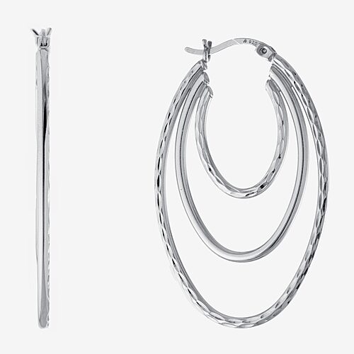 Click here for Diamond Cut Womens Sterling Silver 40.6mm Hoop Ear... prices