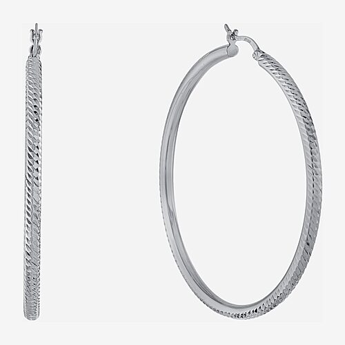Click here for Diamond Cut Womens Sterling Silver 57mm Hoop Earri... prices