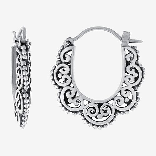 Click here for Bali Inspired Womens Sterling Silver 20.8mm Hoop E... prices