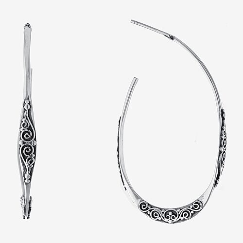 Click here for Bali Inspired Womens Sterling Silver 41.9mm Hoop E... prices