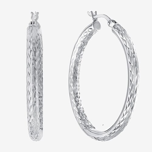 Click here for Womens Sterling Silver 37.8mm Hoop Earrings  One S... prices
