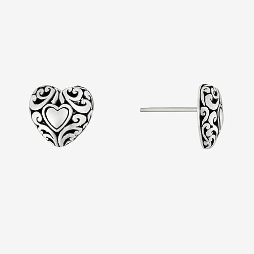 Click here for Sterling Silver 11.7mm Heart Stud Earrings  One Si... prices
