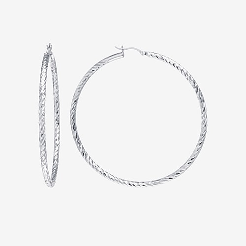 Click here for Womens Sterling Silver 50mm Hoop Earrings  One Siz... prices
