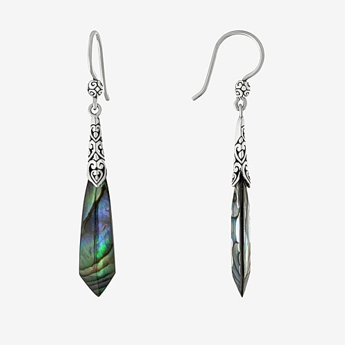 Click here for Womens Gray Abalone Sterling Silver Drop Earrings... prices
