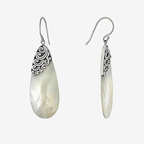 Click here for Womens White Mother Of Pearl Sterling Silver Pear... prices