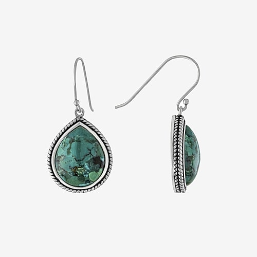 Click here for Enhanced Turquoise Sterling Silver Teardrop Drop E... prices