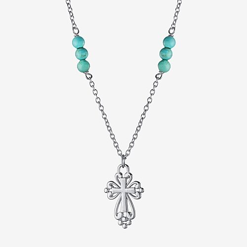 Click here for Womens Enhanced Blue Turquoise Sterling Silver Cro... prices