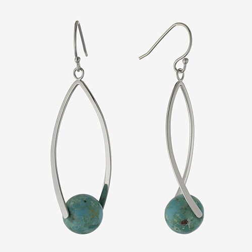 Click here for Womens Enhanced Blue Turquoise Sterling Silver Dro... prices