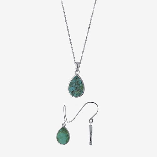 Click here for Womens Enhanced Blue Turquoise Sterling Silver 2-p... prices