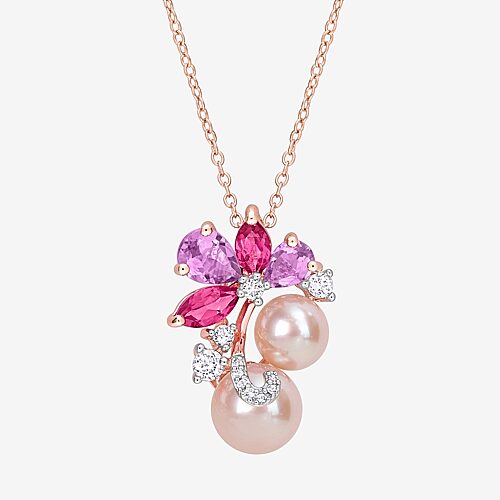 Click here for Womens Pink Cultured Freshwater Pearl 18K Rose Gol... prices