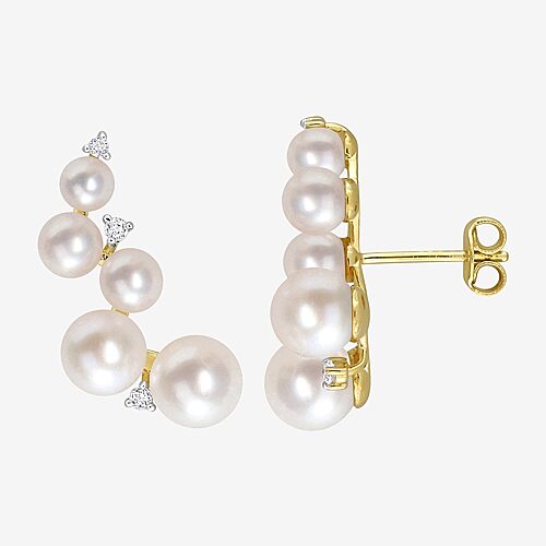 Click here for Womens White Cultured Freshwater Pearl 18K Gold Ov... prices