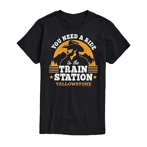 Click here for Mens Yellowstone Train Station T-shirt - Black prices
