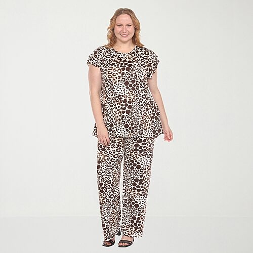 Click here for Plus Size White Mark Bold Leopard Print 2pc. Ruffl... prices