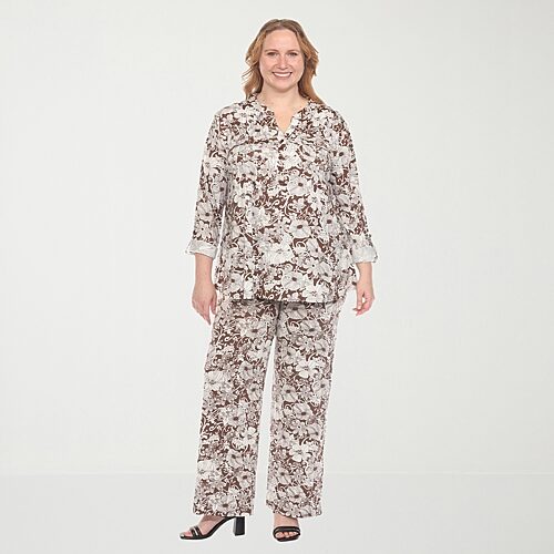 Click here for Plus Size White Mark 2pc. Floral Print Tunic and P... prices