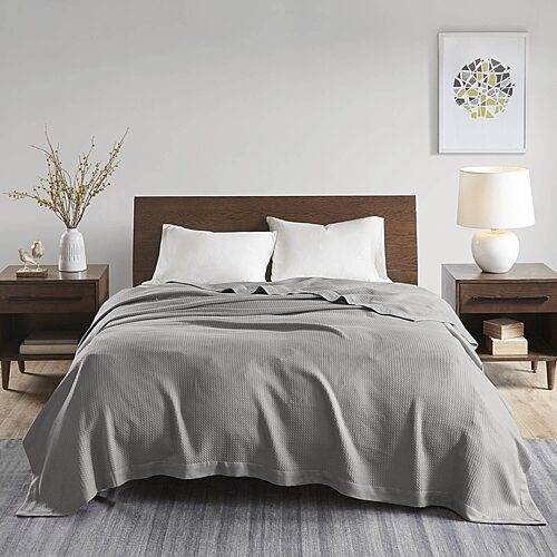 Click here for Madison Park Egyptian Cotton Blanket  Twin - Grey prices