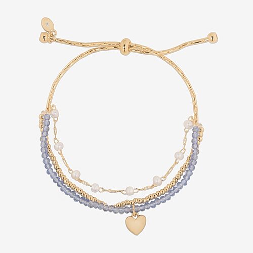 Click here for Bijoux Bar Delicates Womens Heart Beaded Bracelet... prices