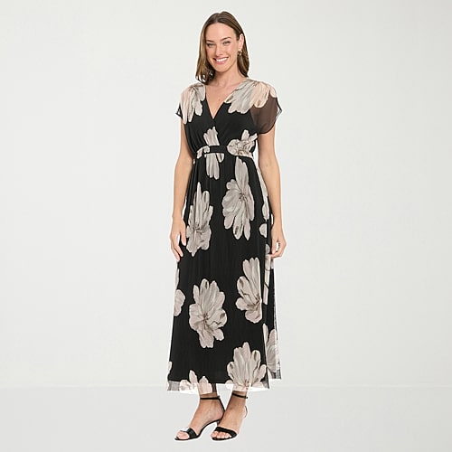 Click here for London Times Womens V Neck Short Sleeve Cap Maxi D... prices