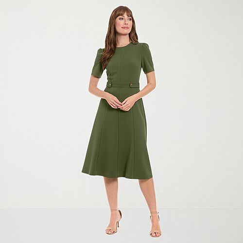 Click here for London Times Womens Midi Round Neck Short Sleeve F... prices