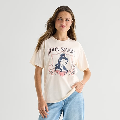 Click here for Belle Reading Boyfriend Tee Womens Juniors Crew Ne... prices