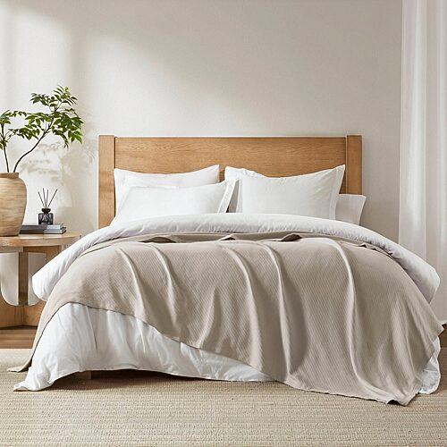 Click here for Madison Park Liquid Cotton Blanket  Twin - Beige prices