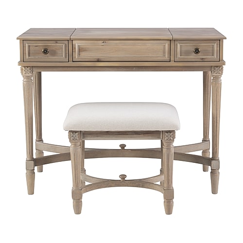Click here for Linon Cyndi Gray Wash Mirrored Vanity Set  One Siz... prices