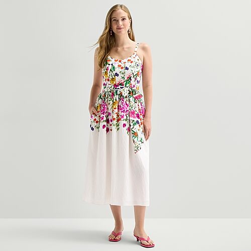 Click here for Robbie Bee Womens Midi Round Neck Sleeveless Flora... prices
