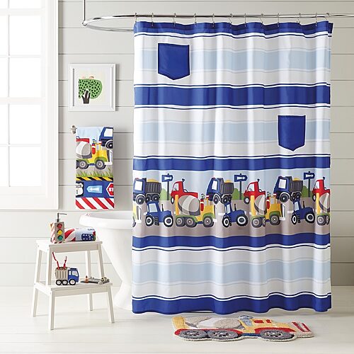 Click here for CHF Trains And Trucks Shower Curtain  One Size  Ye... prices