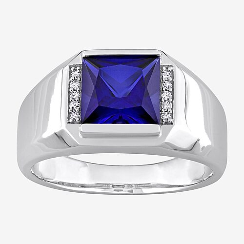 Click here for Mens Diamond Accent Lab Created Blue Sapphire 10K... prices