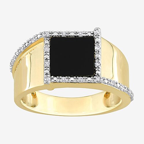 Click here for Mens 1/10 CT. T.W. Genuine Black Onyx 10K Gold Fas... prices