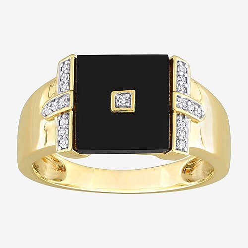 Click here for Mens 1/10 CT. T.W. Genuine Black Onyx 18K Gold Ove... prices