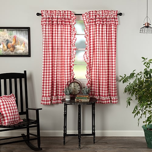 Click here for Vhc Brands Annie Check Ruffle Rod Pocket Light-Fil... prices