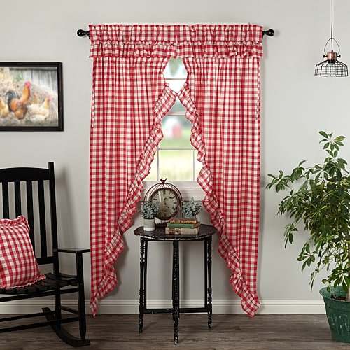 Click here for Vhc Brands Annie Check Ruffle Rod Pocket Light-Fil... prices