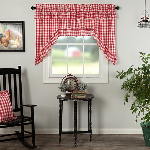 Click here for Vhc Brands Annie Check Ruffle Rod Pocket Tailored... prices