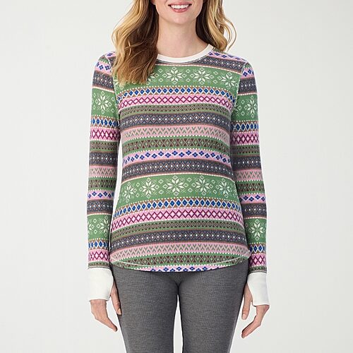 Click here for Cuddl Duds Womens Cozy Stretch Crew Neck Long Slee... prices