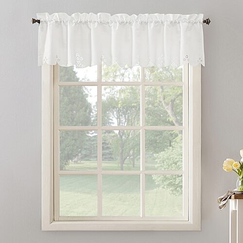 Click here for Mariela Floral Trim Semi-Sheer Rod Pocket Kitchen... prices