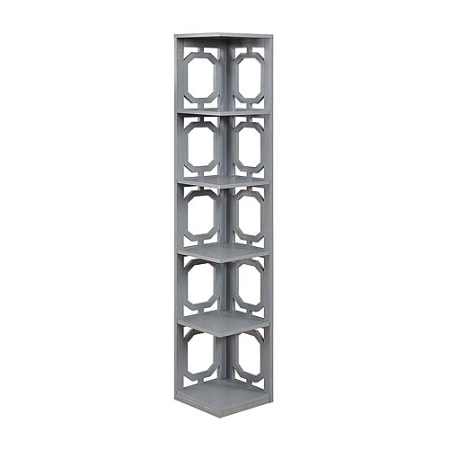 Click here for Omega 5 Tier Corner Bookcase - Gray prices