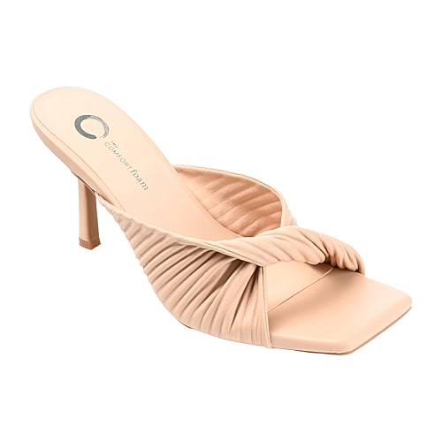 Journee Collection Womens Greer Pleated Sandals - Nude