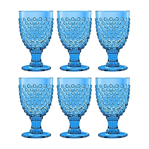 Click here for Abode Homewares Hobnail Goblet Set of 6 - Blue prices