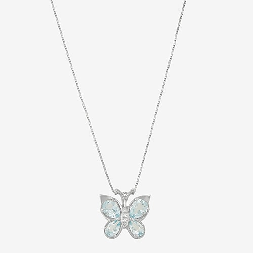 Click here for Aquamarine & Diamond-Accent Butterfly Pendant Neck... prices